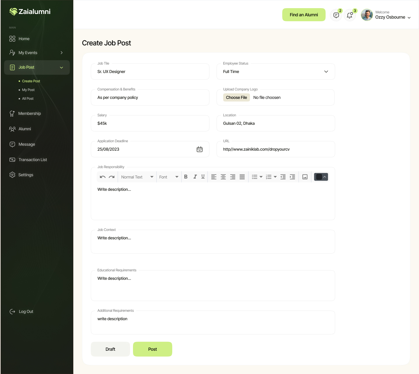 Zaialumni - Alumni Association Laravel Script / Alumni Management Software. by zainiktheme
